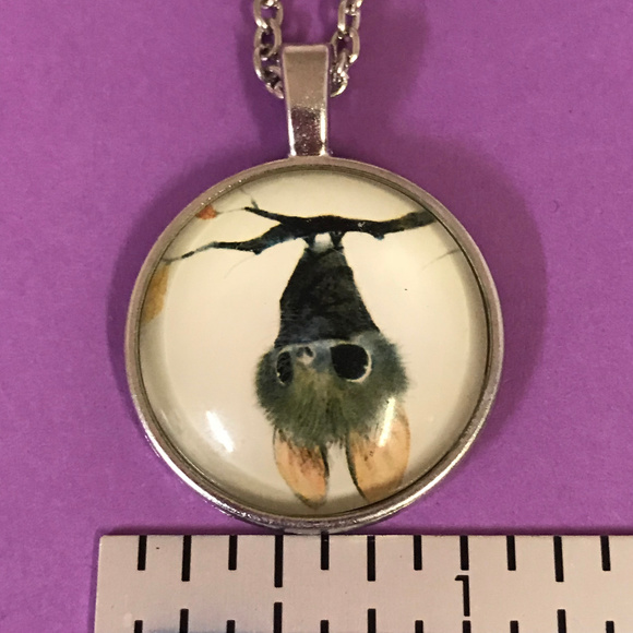 Jewelry | Upside Down Baby Bat Silver Necklace Halloween | Poshmark